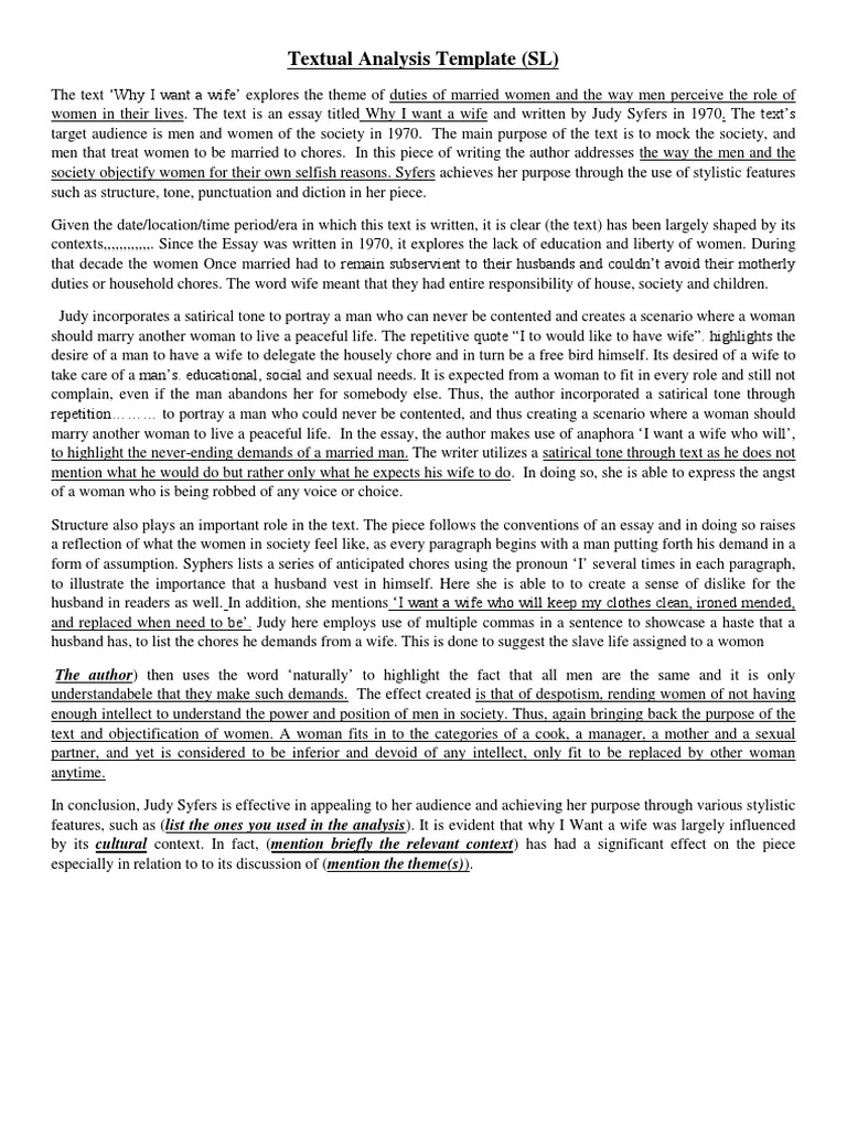 Textual Analysis Template SL | PDF