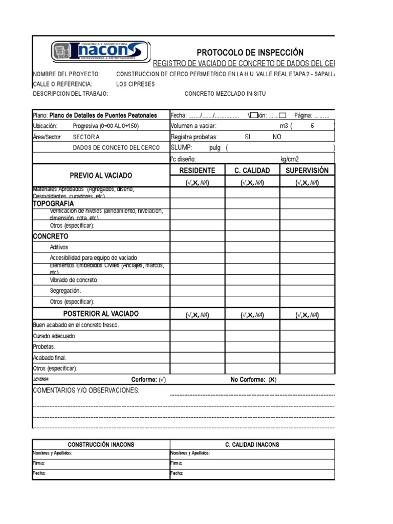 Protocolo de Cerco Excavacion | PDF | Excavación (Arqueología) | Hormigón