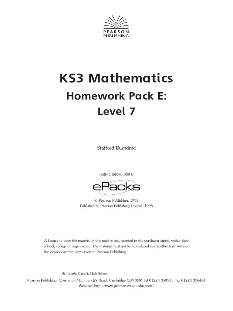 KS3 Mathematics: Homework Pack E: Level 7 | PDF | Significant Figures ...