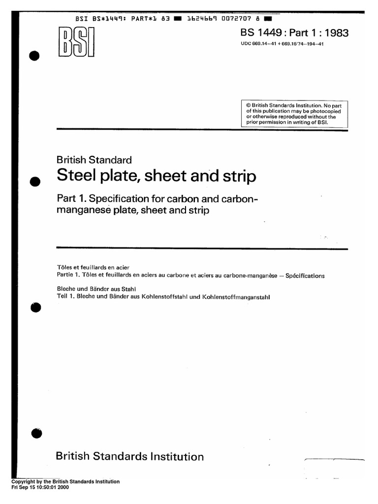 BS 1449-1 Steel Plate, Sheet & Strip 1983 PDF | PDF | Metals | Building ...