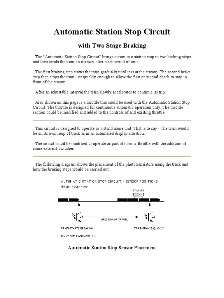 Automatic Station Stop Circuit | PDF | Electrical Network | Electrical ...