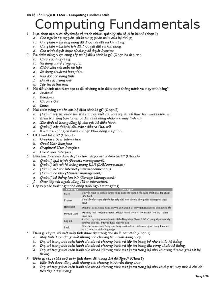 Dap An Ic3 Gs4 Questions CF | PDF