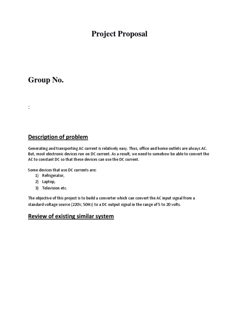 Project Proposal: Description of Problem | PDF | Rectifier | Direct Current