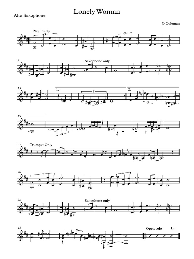 Lonely Woman Alto Saxophone | PDF | Divertissement (Général)