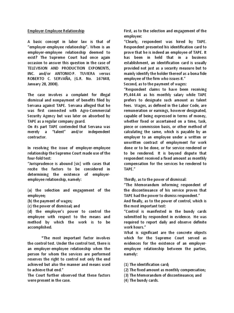 Er Ee Rel Employer Employee Relationship | PDF | Employment | Business