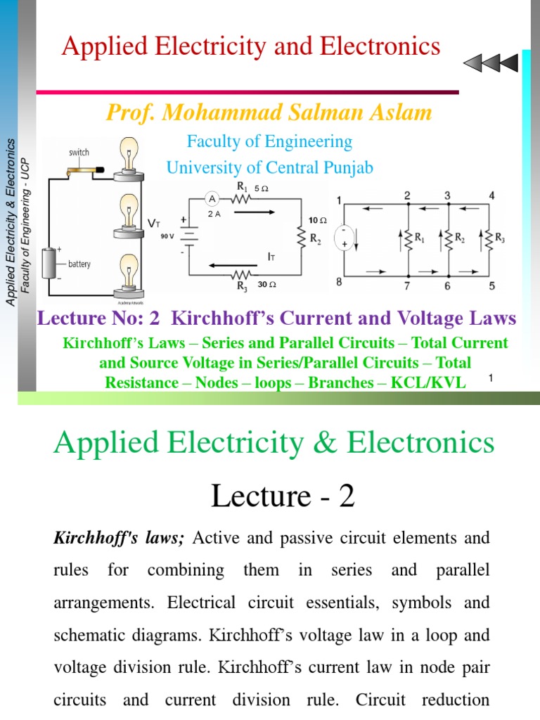 Lecture-02 KCL-KVL - Series Parallel Circuits - Nodes - Loops - Branches | PDF | Series And ...