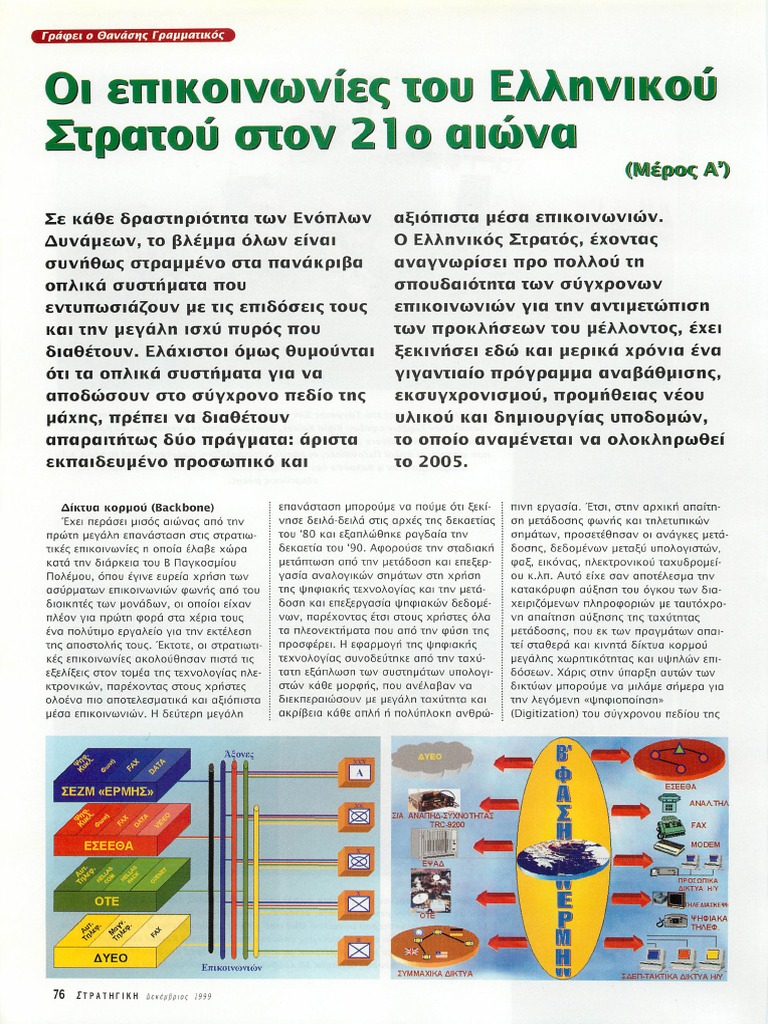 ΕΠΙΚΟΙΝΩΝΙΕΣ ΕΛΛΗΝΙΚΟΥ ΣΤΡΑΤΟΥ Α' ΜΕΡΟΣ | PDF