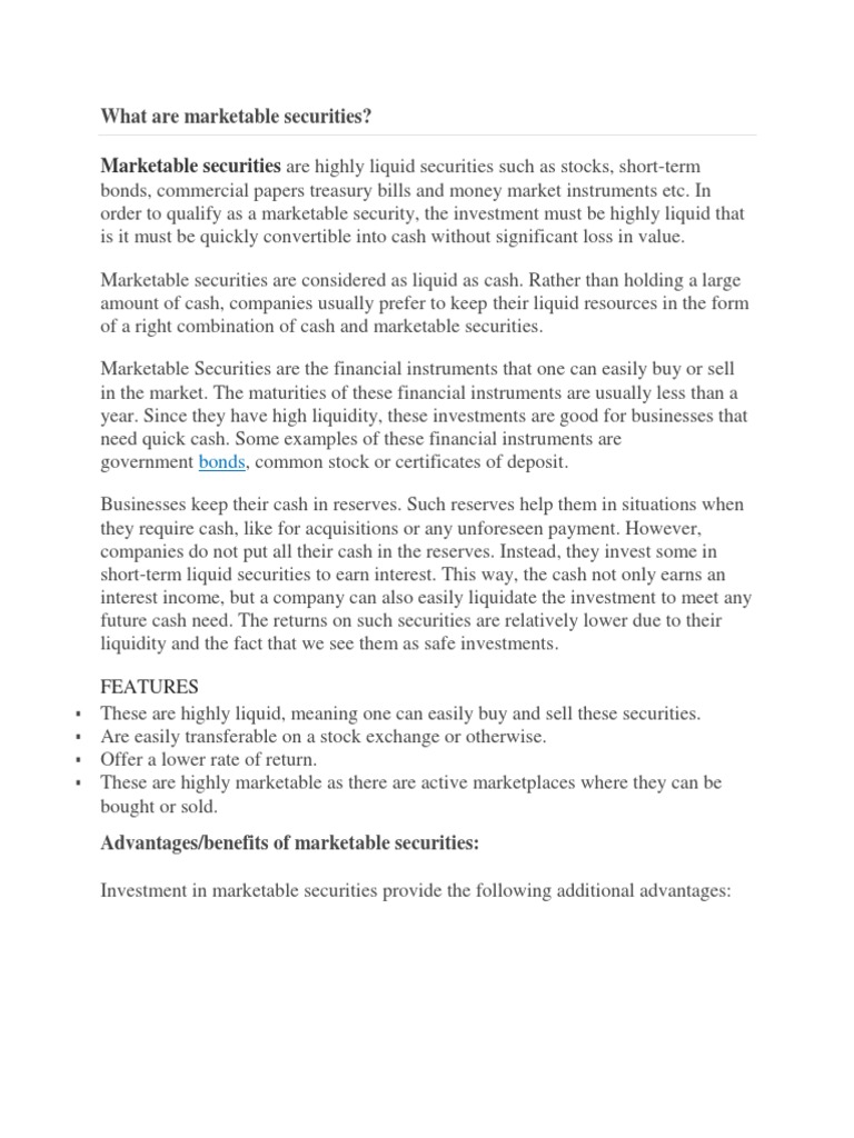 Understanding Marketable Securities: An In-Depth Look at Commercial ...