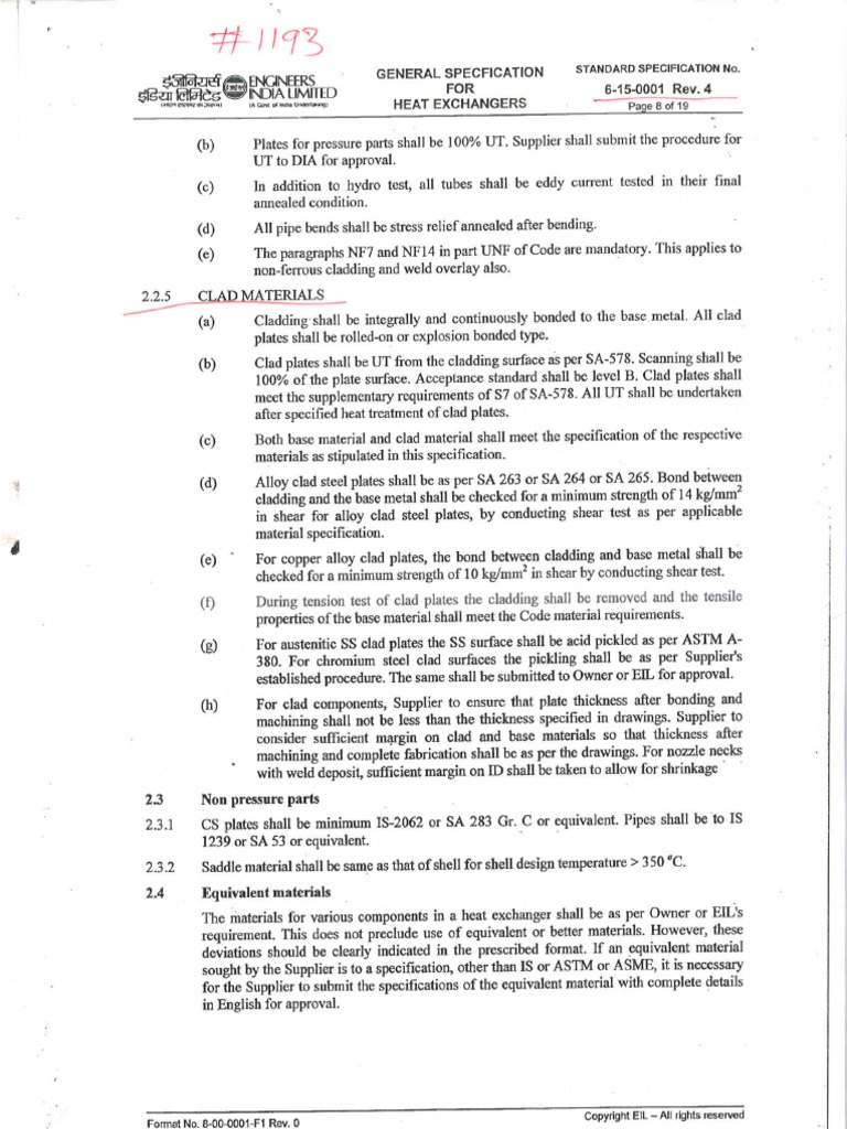 Eil Spec For Clad Material PDF | PDF