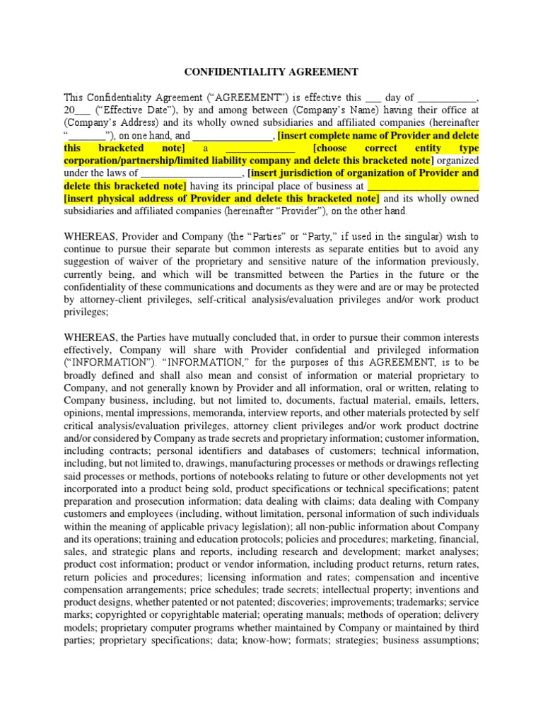 Universal Unilateral NDA Template | PDF | Non Disclosure Agreement | Discovery (Law)