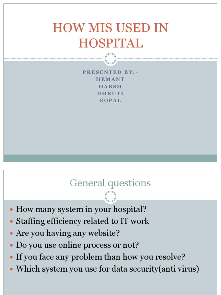MIS Applications in Hospital Management | PDF | Management Information ...