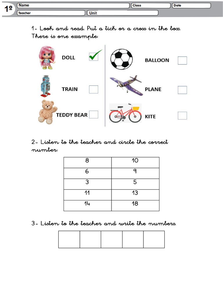 1-Look and Read. Put A Tick or A Cross in The Box. There Is One Example ...