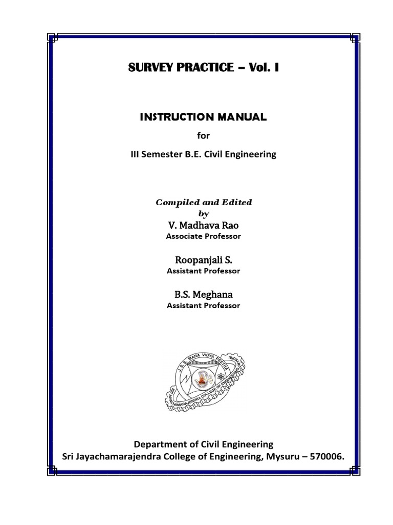 Survey Lab Manual Vol. 1 | PDF | Surveying | Engineering