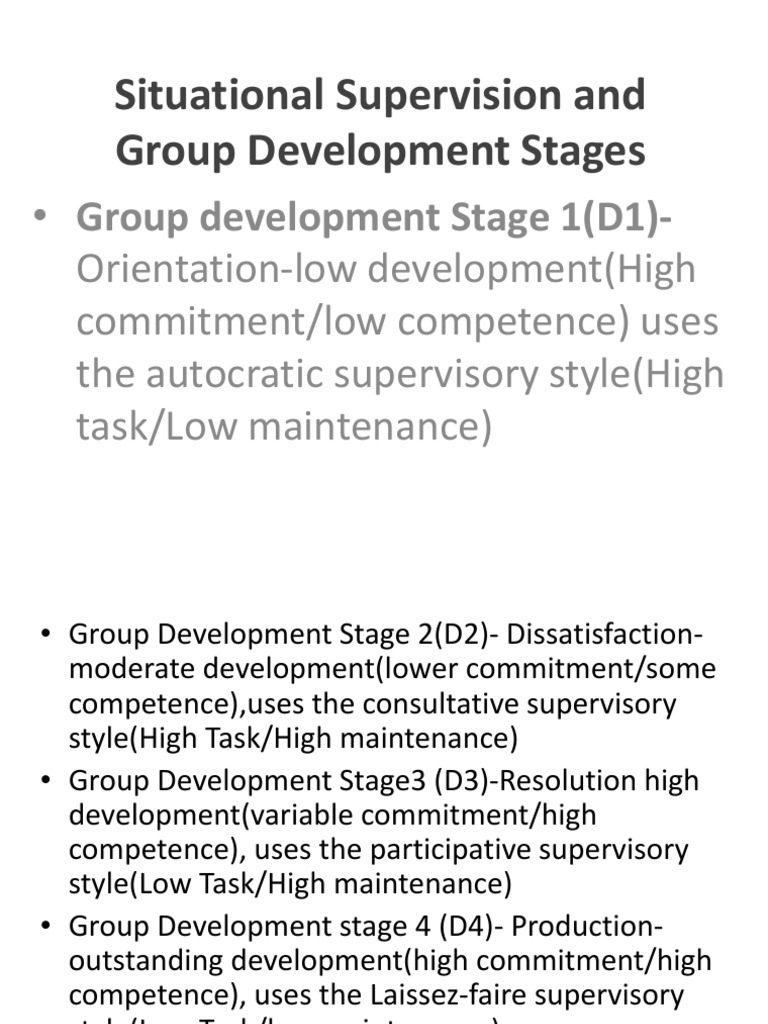 Situational Supervision and Group Development Stages | PDF