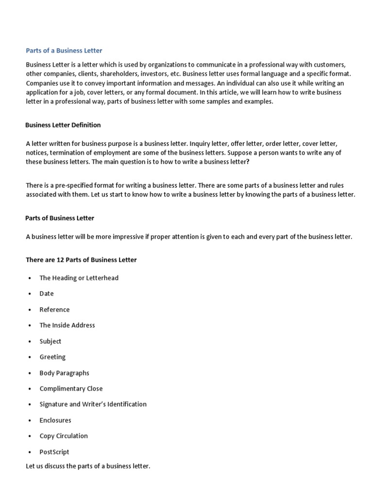 Parts of Business Letter | PDF | Business | News