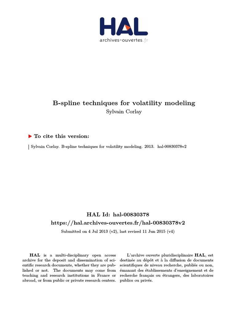 B-Spline Techniques For Volatility Modeling: To Cite This Version | PDF | Finite Element Method ...
