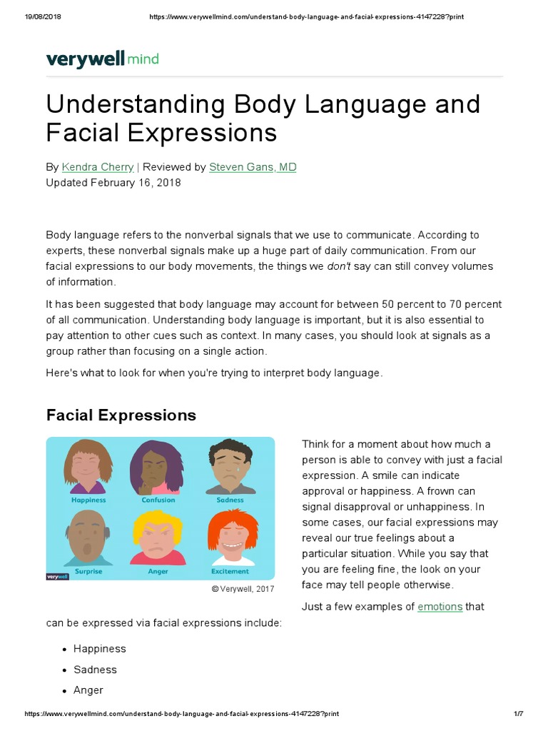 Understanding Body Language and Facial Expressions | PDF | Body ...