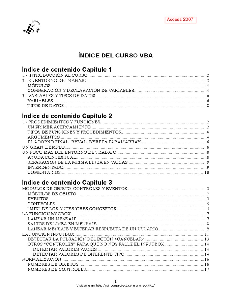 VBA Access2007 Curso (Nekkito) PDF | PDF | Estructura de datos de matriz | Recuperación de ...