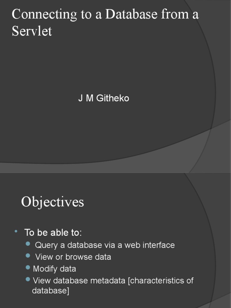 Database Connections-Githeko-Presentation | PDF | Databases | Information Retrieval