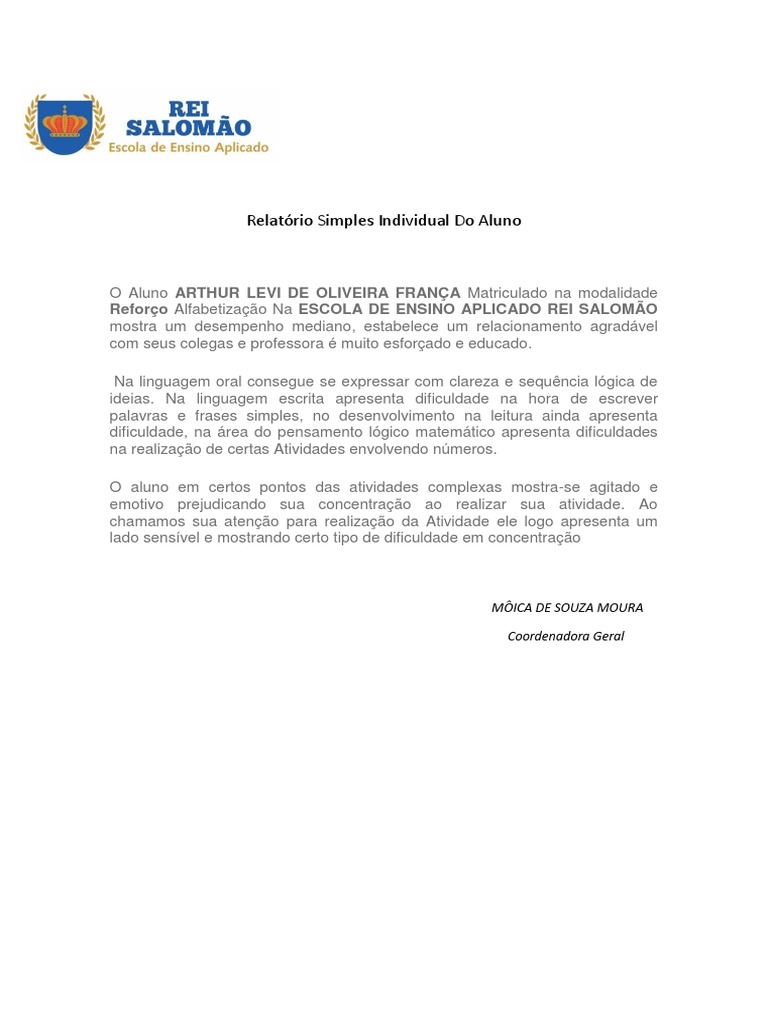 Relatorio Simples Arthur | PDF