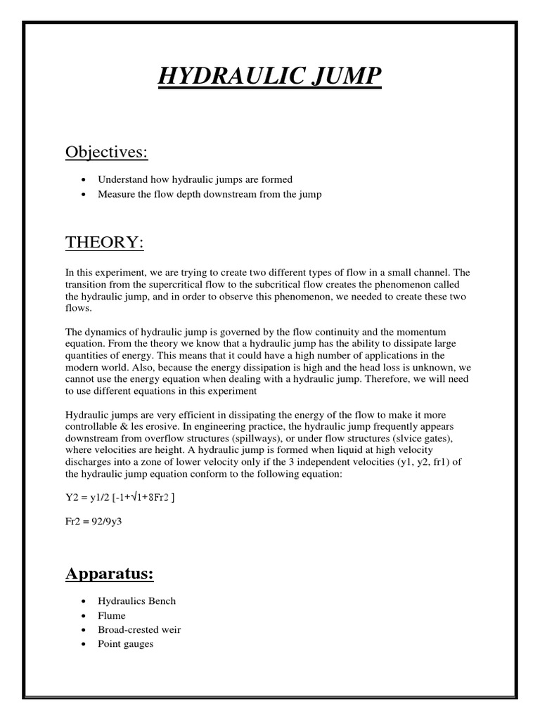 Hydraulic Jump Download Free Pdf Chemical Engineering Hydraulics