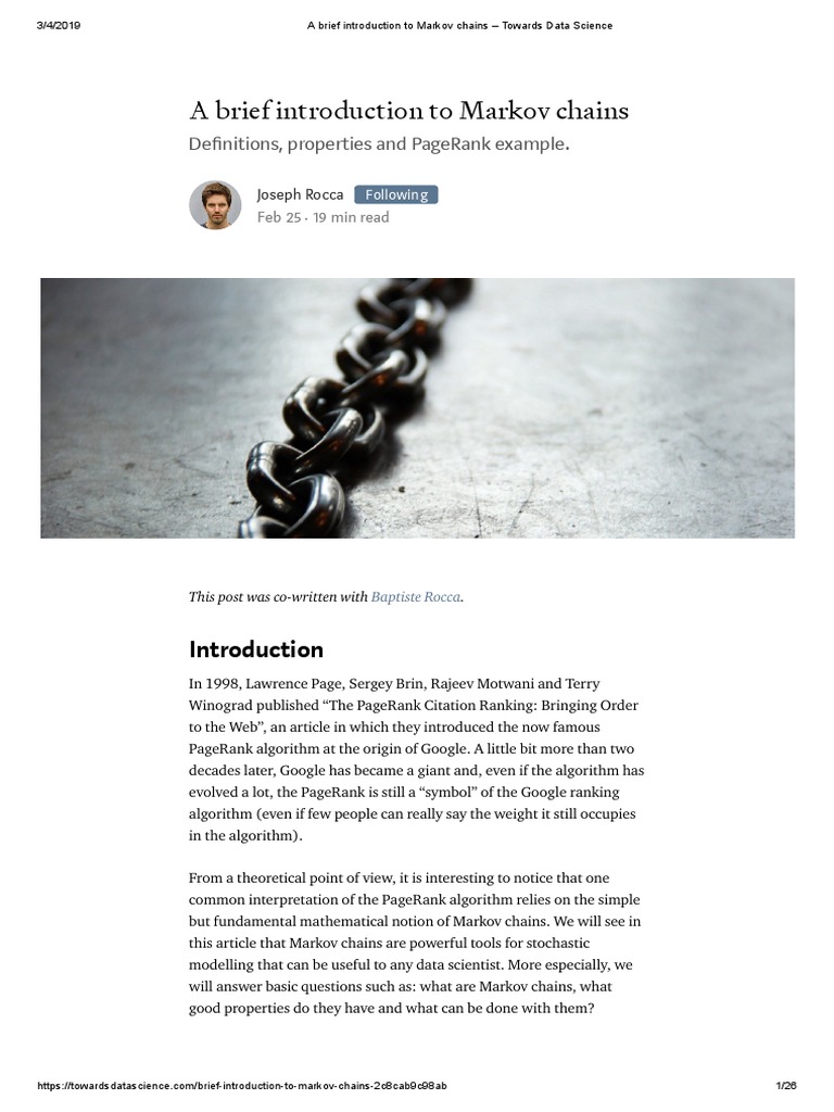 A Brief Introduction To Markov Chains - Towards Data Science | PDF | Markov Chain | Stochastic ...
