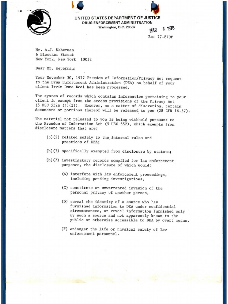Dana Beal DEA Files | Download Free PDF | Freedom Of Information Act ...