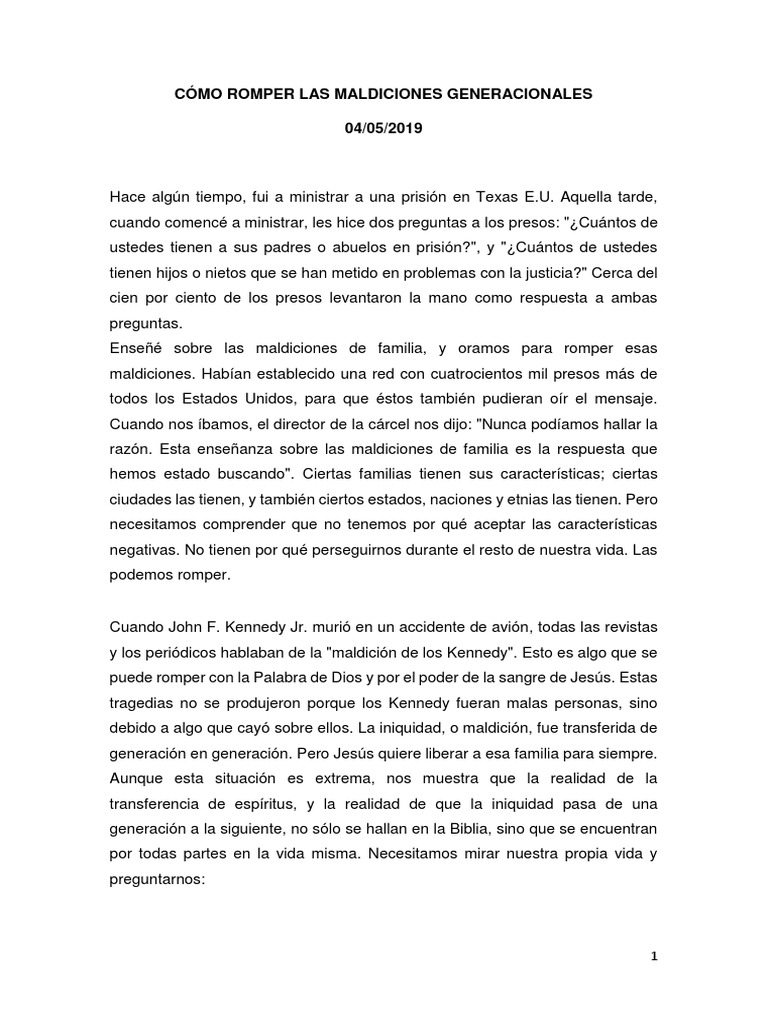 Rompiendo Maldiciones Generacionales | PDF | La unción | Pecado