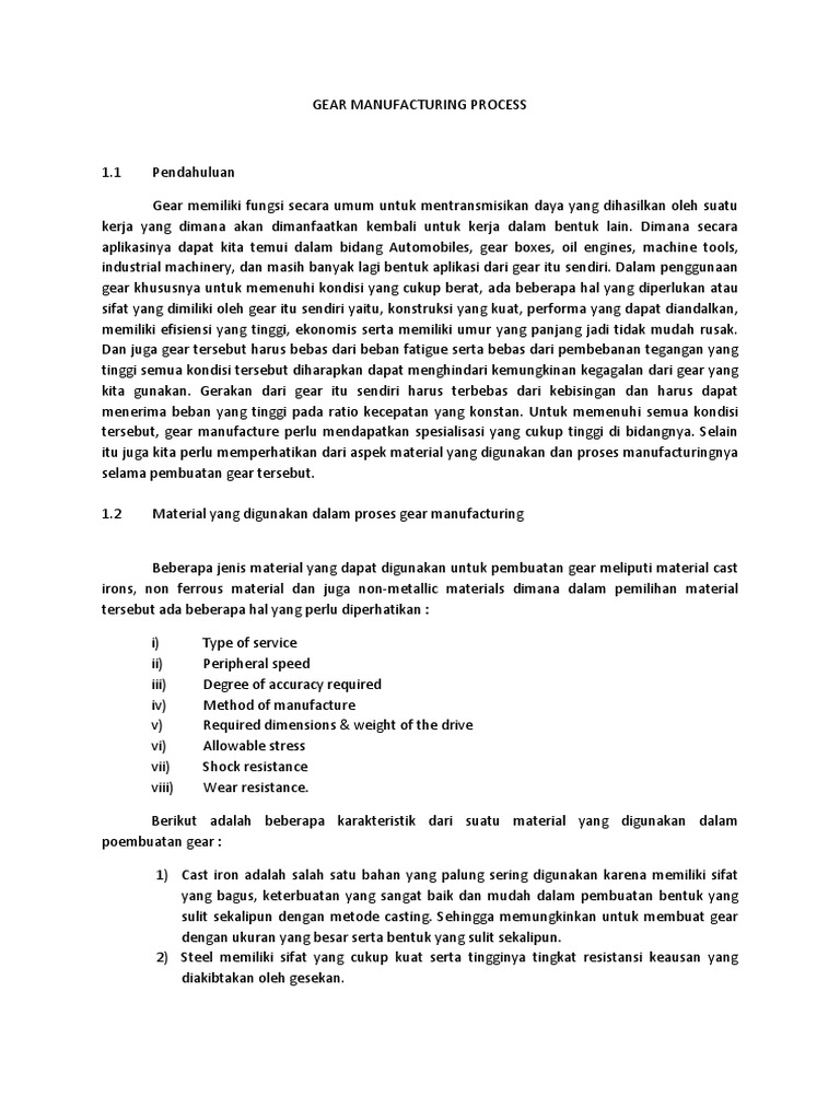 Gear Manufacturing Process | PDF