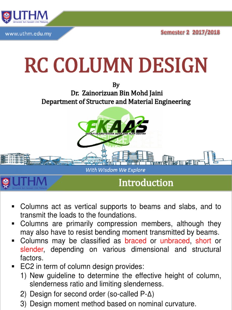 Chapter 3.0.2018 - Column Design PDF | PDF | Beam (Structure) | Column