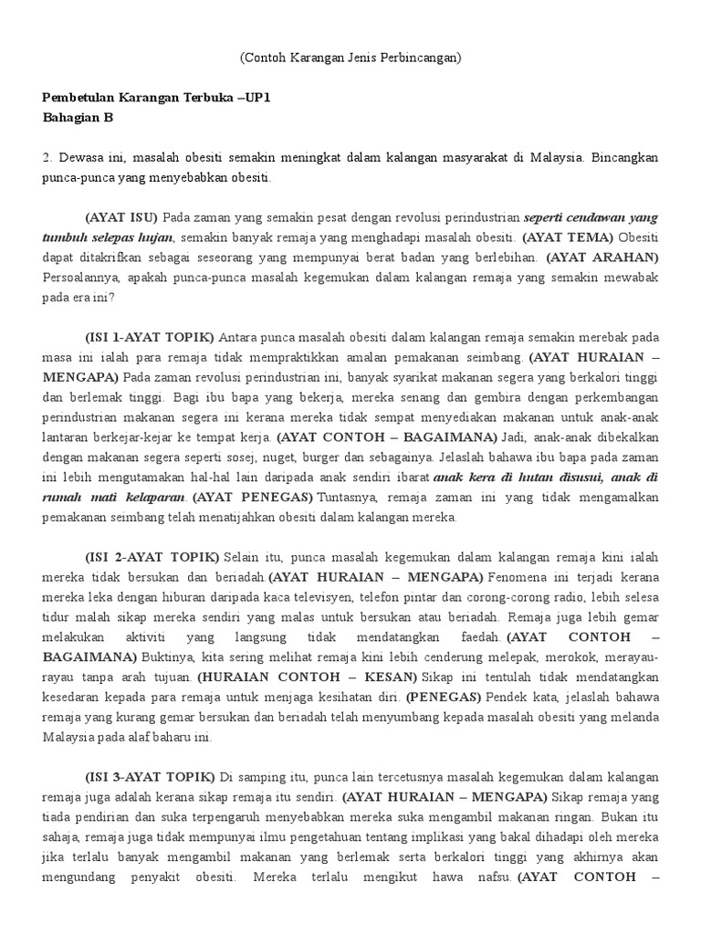 Contoh Karangan Punca-Obesiti | PDF