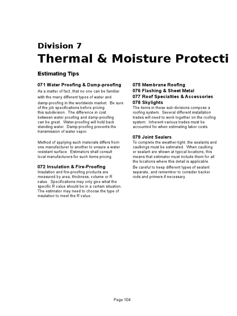 DIV-07 Labor (Thermal - Moisture Protection) | PDF | Thermal Insulation ...