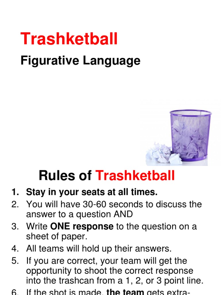 Figurative Language Trashketball 2 | PDF