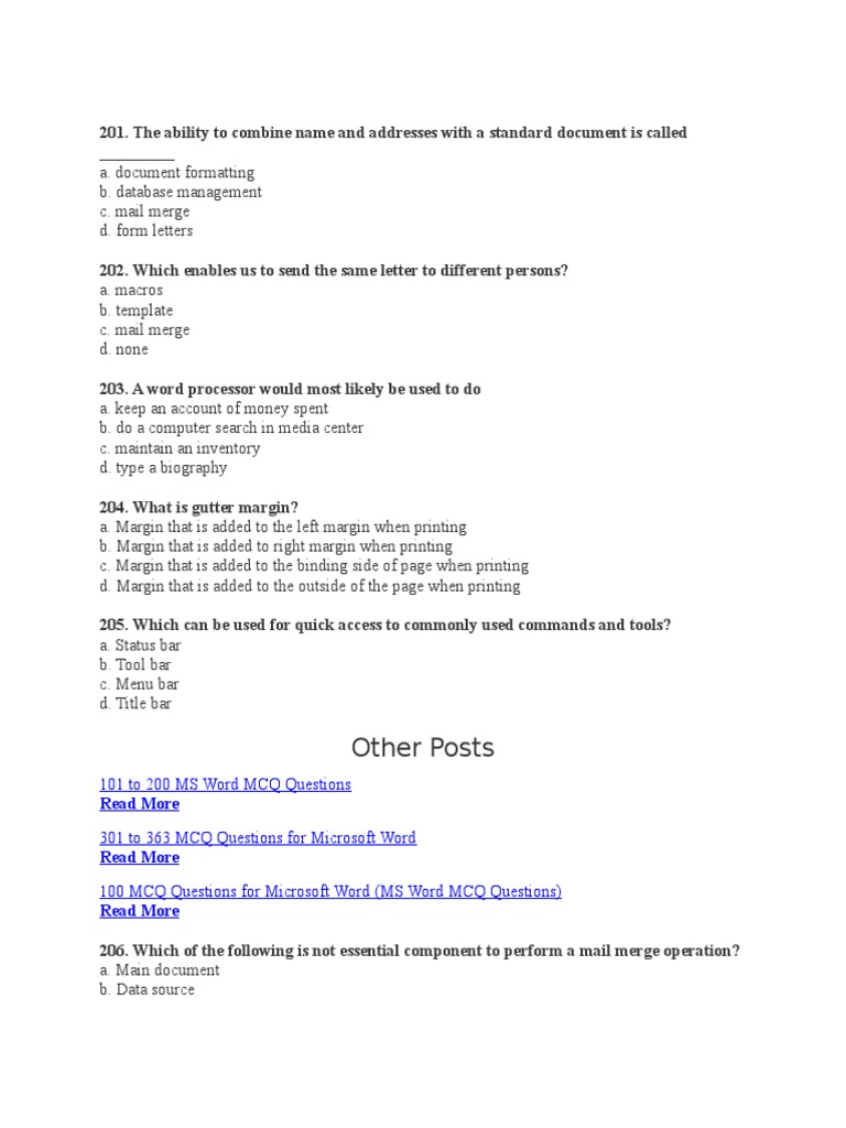 MS Word Mcqs | PDF | Page Layout | Microsoft Word MS Word Mcqs | PDF | Page Layout | Microsoft Word