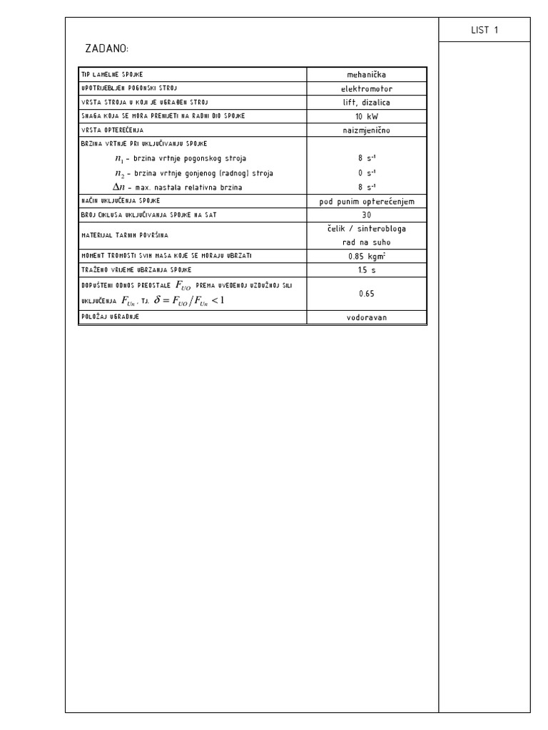Proračun - Lamelna Spojka | PDF