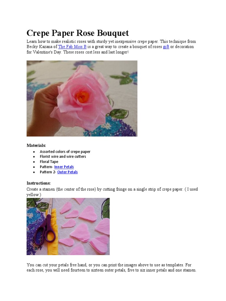 Martha Stewart Crepe Paper Rose Template