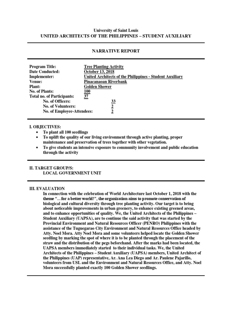 Narrative Report | PDF | Natural Environment | Nature