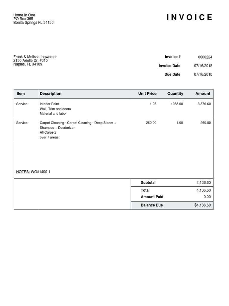 Invoice: Item Description Unit Price Quantity Amount | PDF