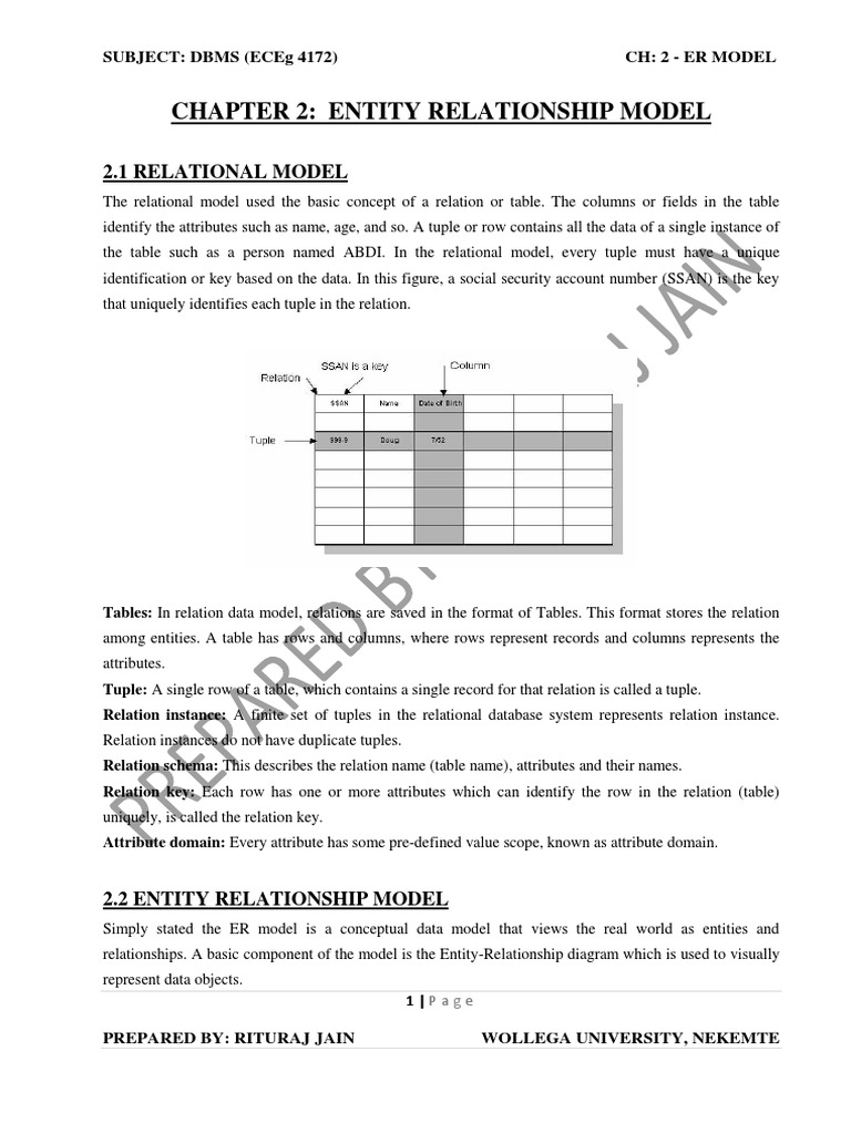 Chapter 2: Entity Relationship Model | PDF | Relational Database ...