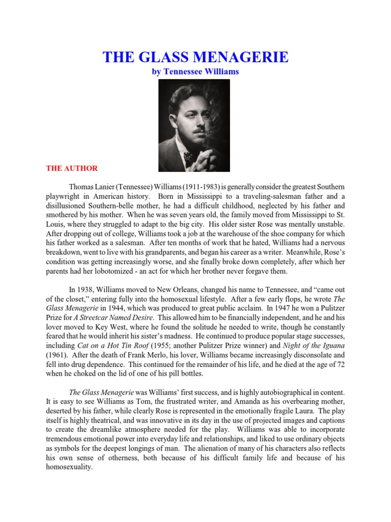 Glass Menagerie Study Guide | PDF