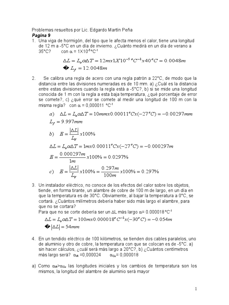 Problemas Resueltoscalor | PDF | Calor | Expansión térmica
