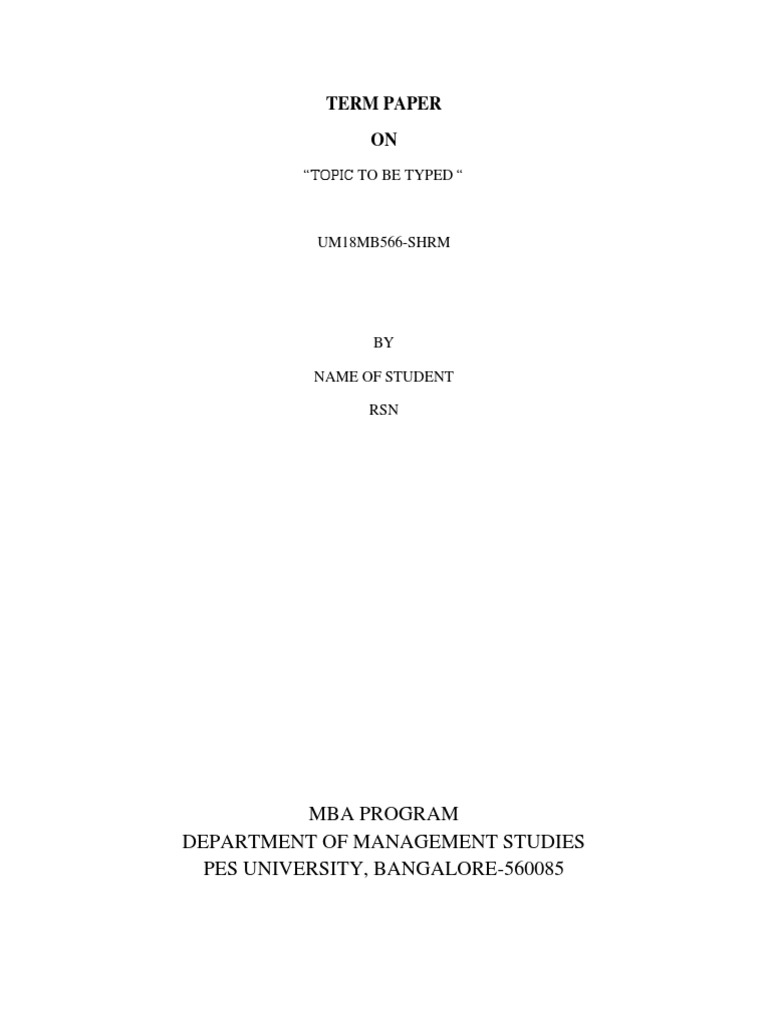 MBA Term Paper Evaluation Rubric | PDF