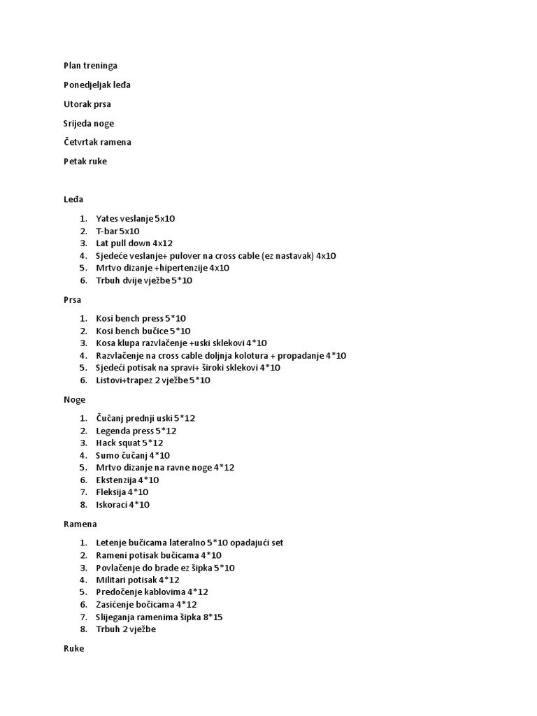 Plan Treninga 2 | PDF