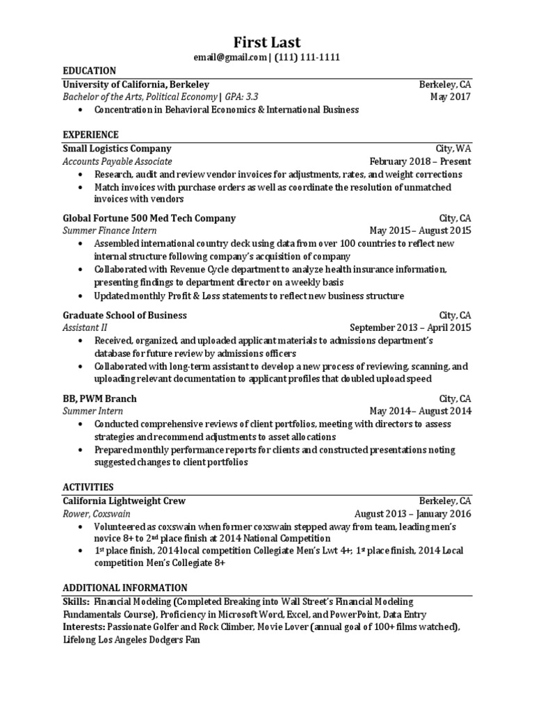 Resume Anonymous PDF | PDF | Accounts Payable | Business