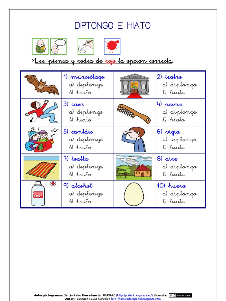 Diptongo y Hiato: Ejercicios Prácticos | PDF