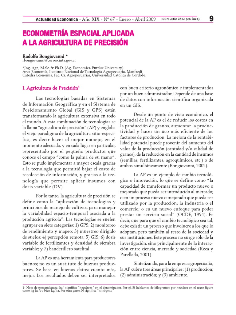 Econometria Espacial y Agricultura | PDF | Econometría | Análisis de regresión