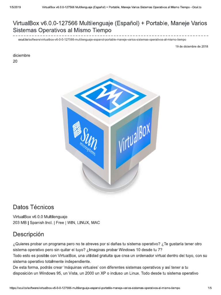 VirtualBox v6.0.0-127566 Multilenguaje (Español) | PDF