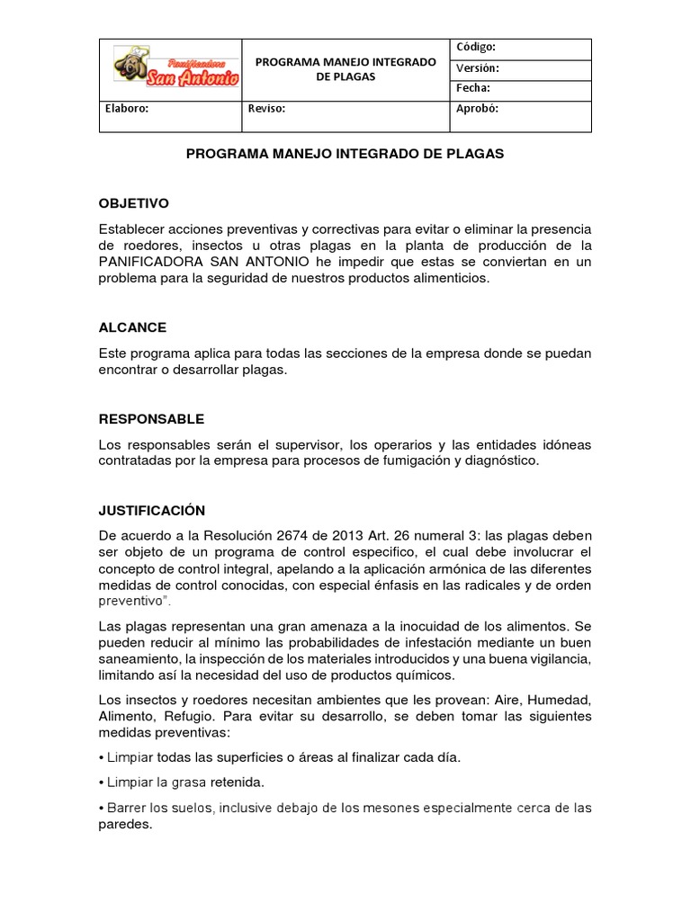 Programa Control de Plagas | PDF | Insectos | Plaga (organismo)