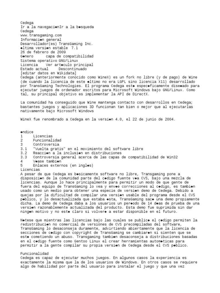 Cedega | PDF | Desarrollo de software | Software