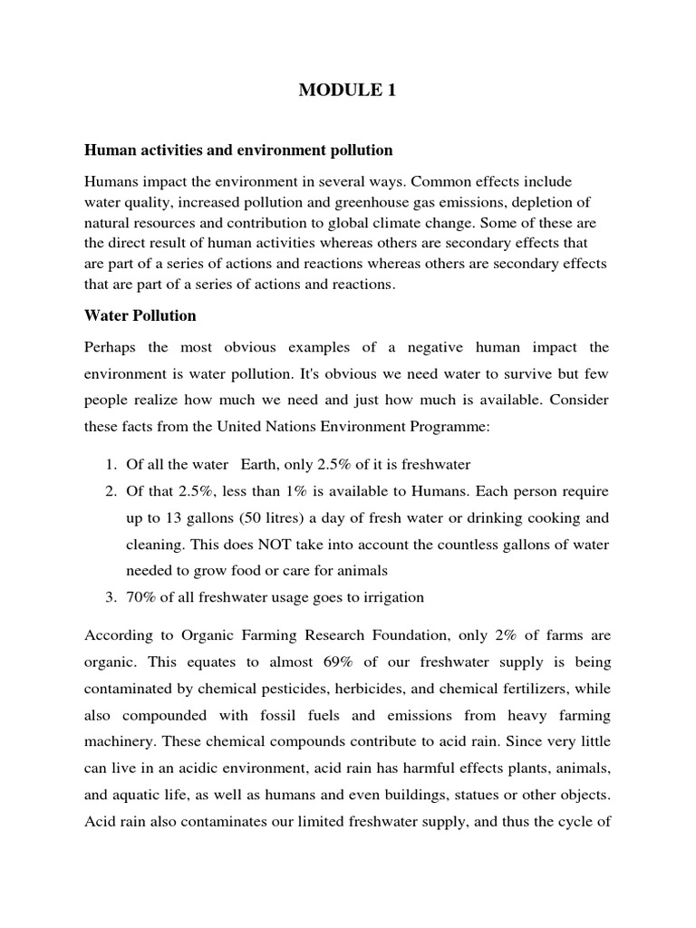 Human Activities and Environment Pollution | PDF | Human Impact On The ...